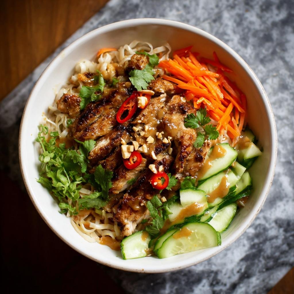 Bol de Nouilles Poulet Satay : 1 recette divine